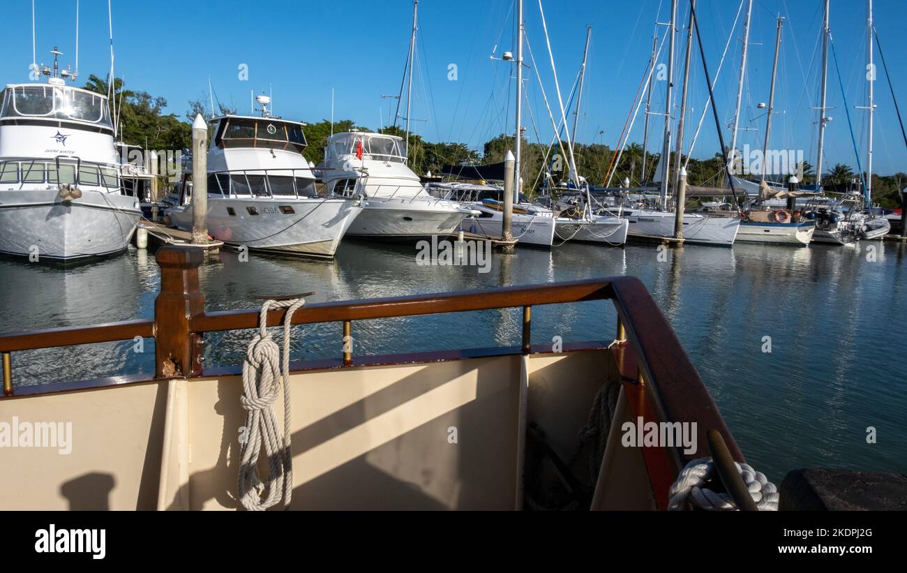 Boats moored at the Crystalbrook Superyacht Marina, Dickson Inlet, Port ...