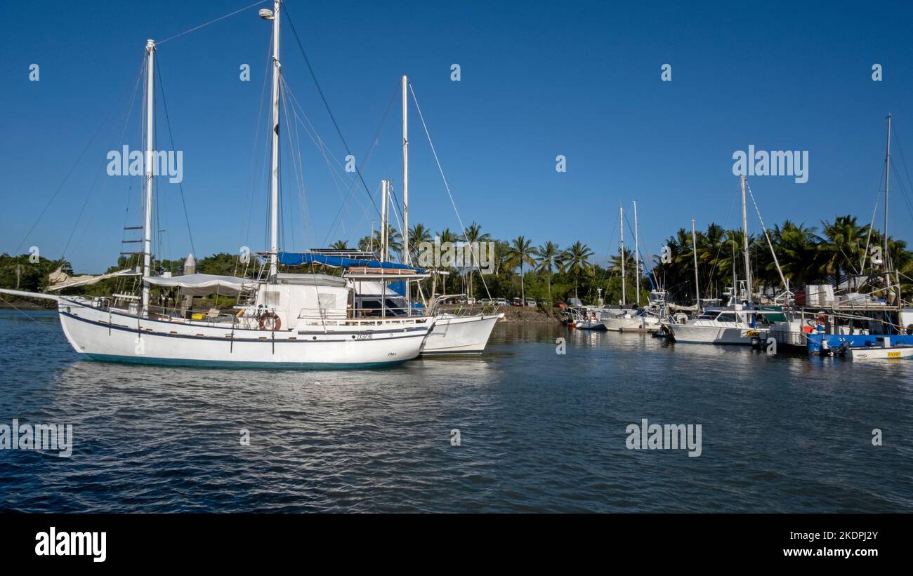Boats moored at the Crystalbrook Superyacht Marina in Port Douglas ...