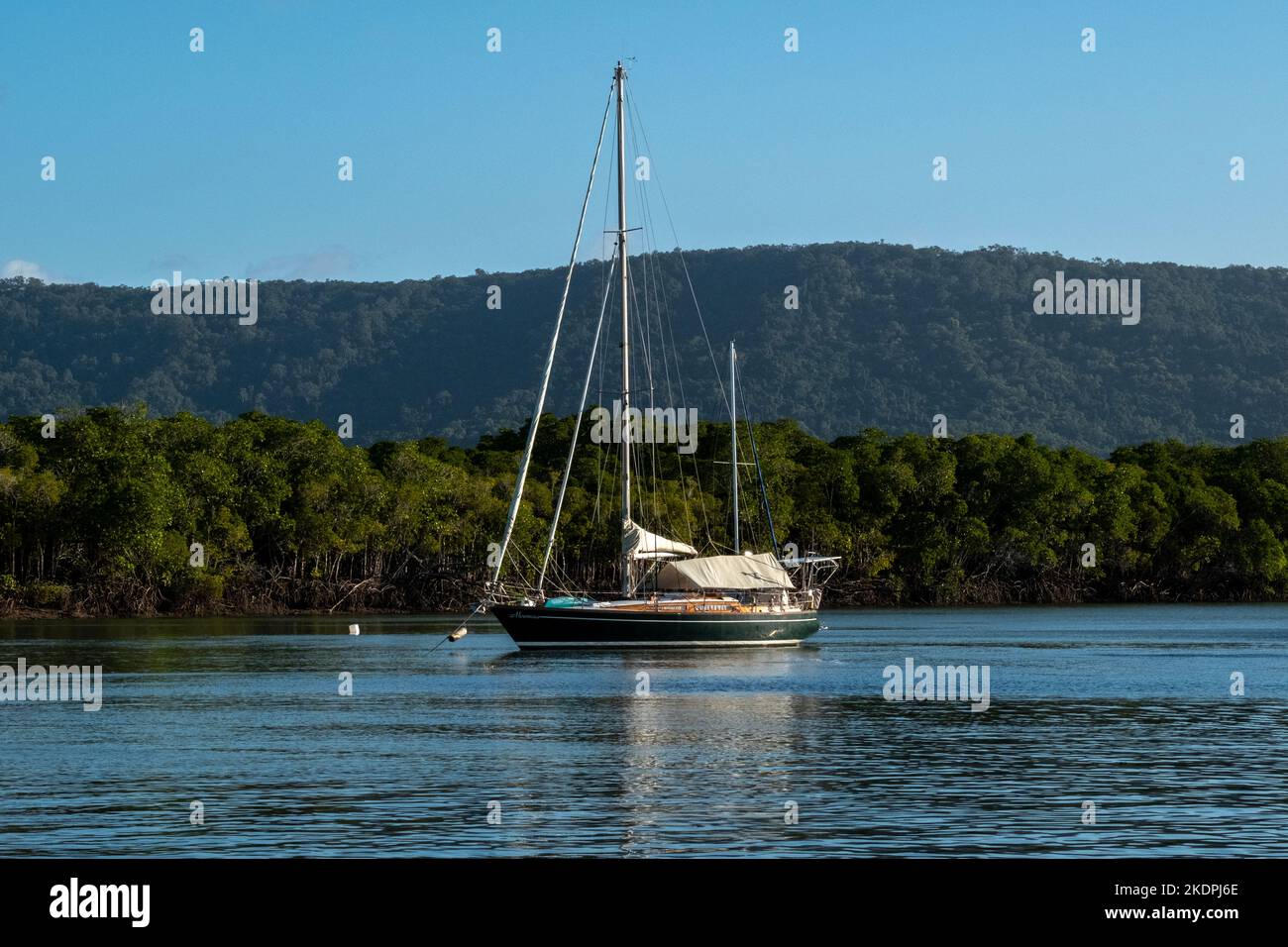 Boats moored at Dickson inlet in Port Douglas, Queensland, Australia ...