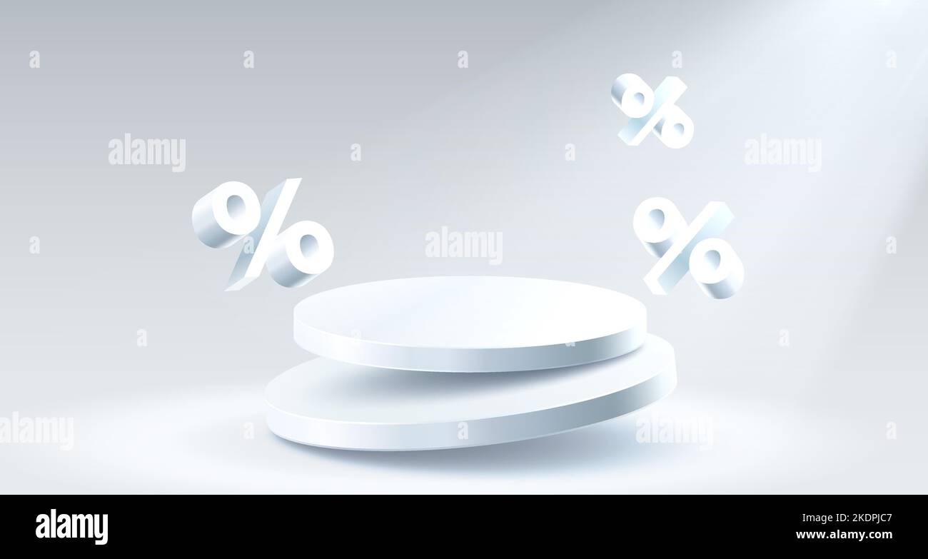 Podium percentage business poster, discount banner offer. Vector ...