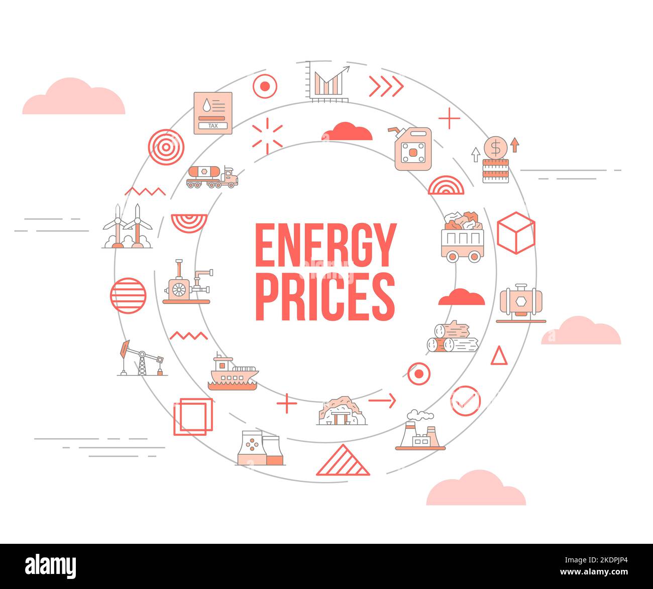 energy prices concept with icon set template banner and circle round ...