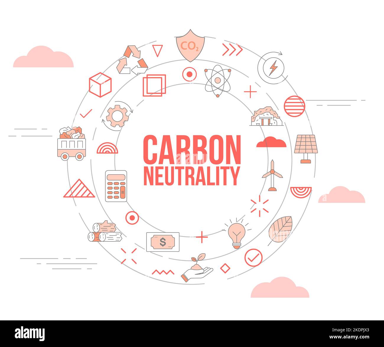 carbon neutrality concept with icon set template banner and circle ...