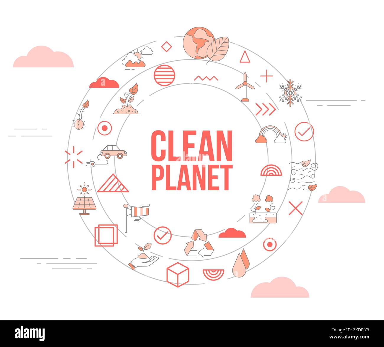 clean planet concept with icon set template banner and circle round ...