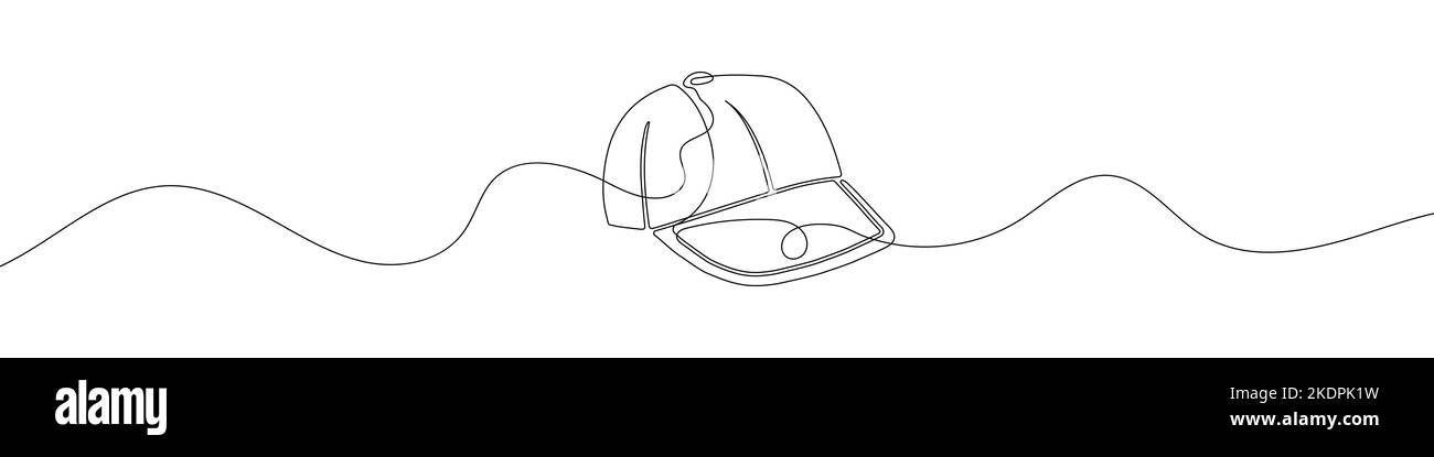Continuous line drawing of baseball cap. Line art of baseball cap. One ...
