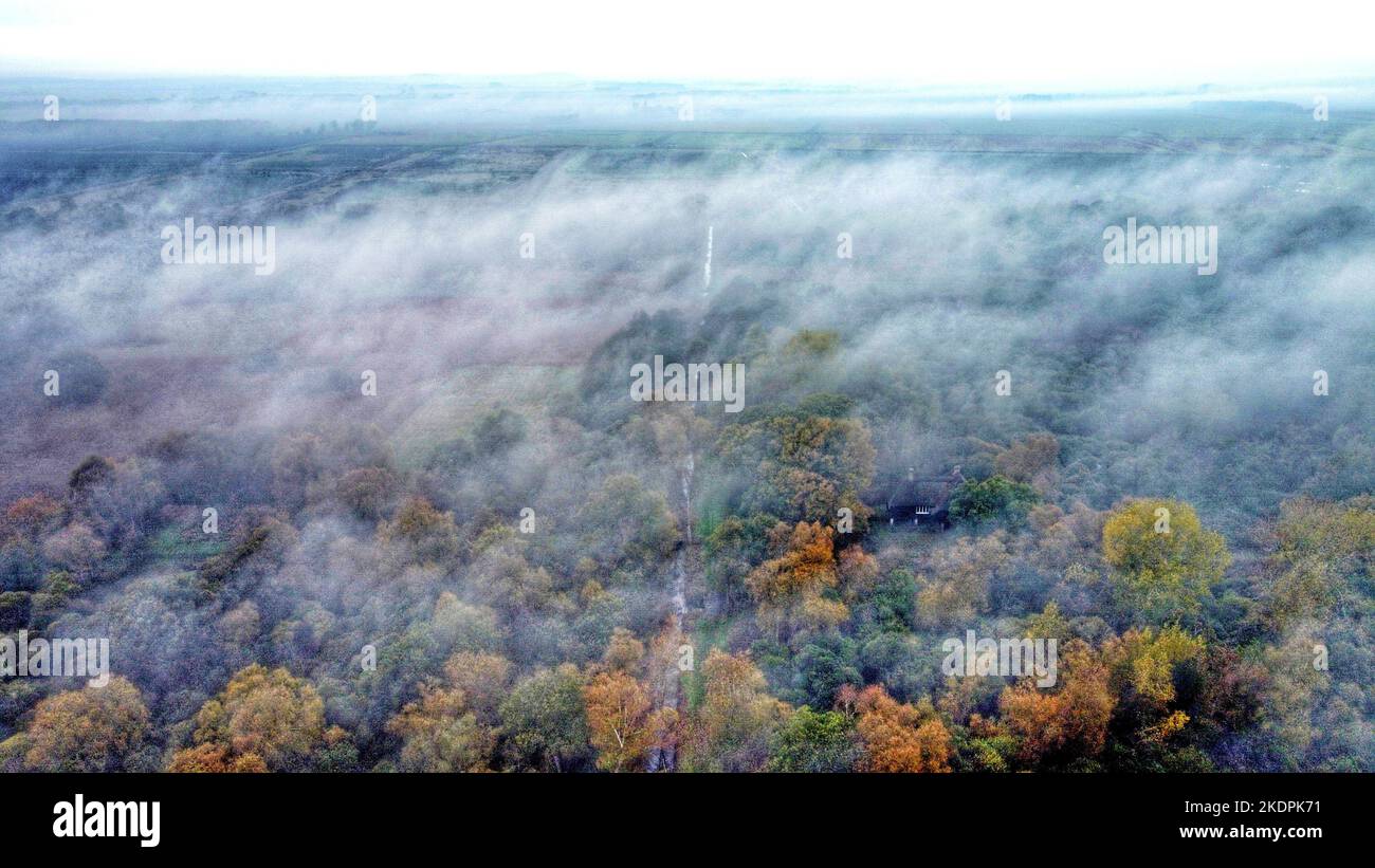 Ramsey, UK. 06th Nov, 2022. The Rothschild Bungalow seen beneath low ...