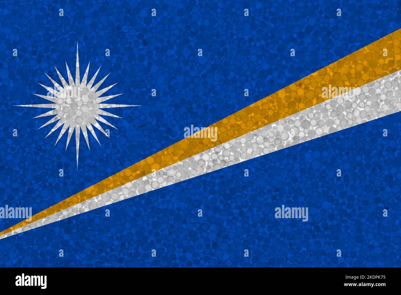 Flag of Marshall Islands on styrofoam texture. national flag painted on ...