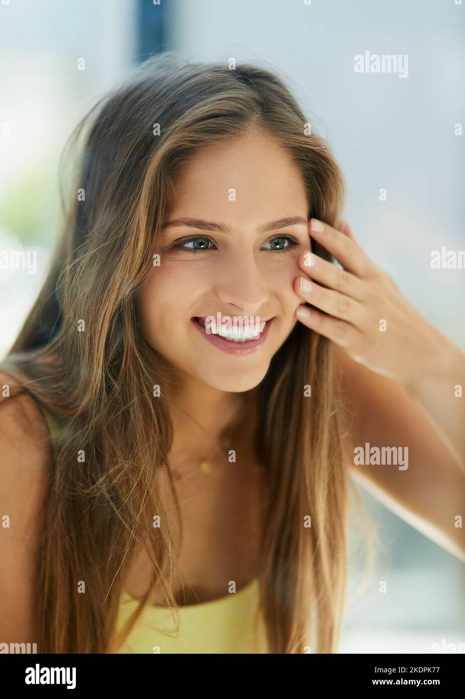 Healthy skin looks good and feels good too. an attractive young woman ...