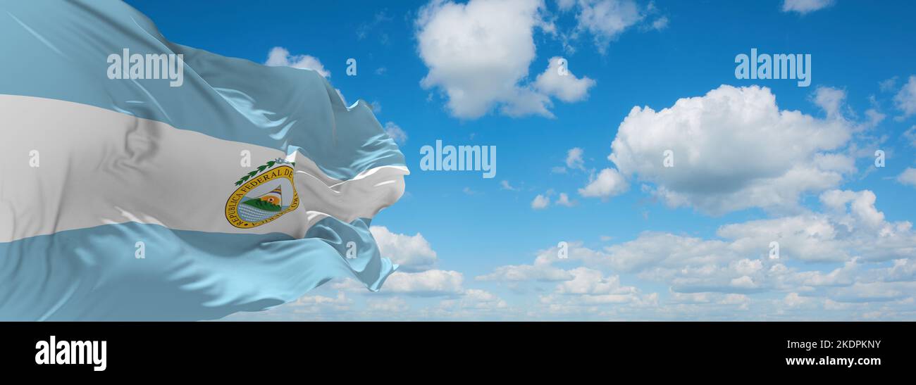 flag of Federal Republic of Central America, America at cloudy sky ...