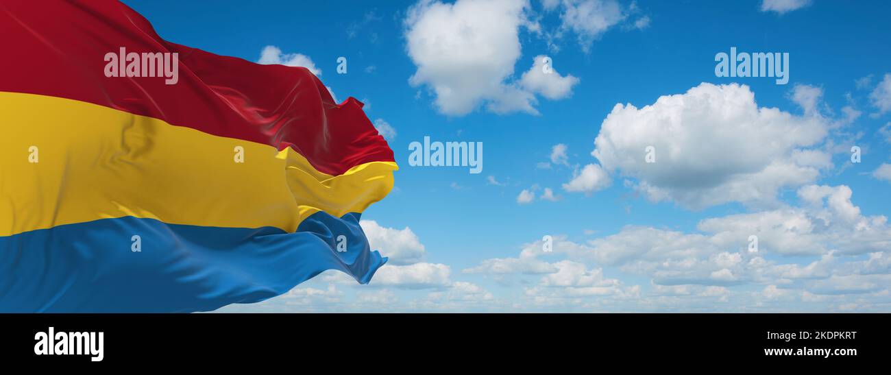 flag of Free State of Fiume, Europe at cloudy sky background, panoramic ...