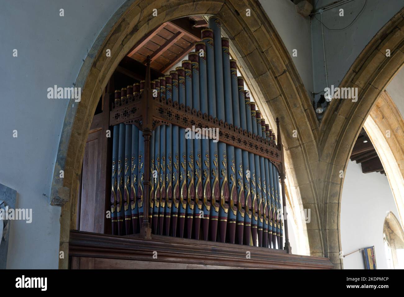 The organ in St. Peter ad Vincula Church, Ratley, Warwickshire, England ...
