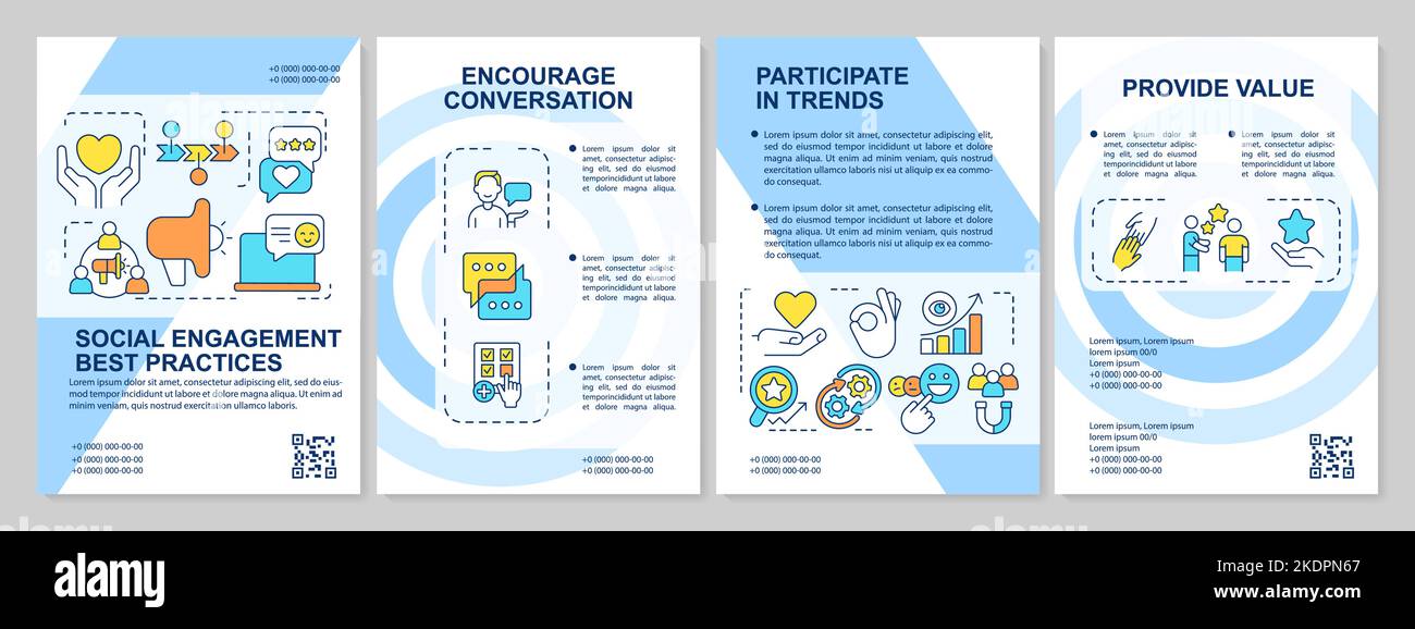 Effective social engagement blue brochure template Stock Vector Image ...