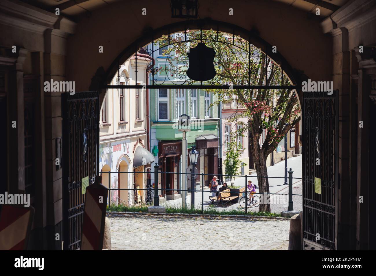 View from entrance of Cieszyn Castle, a gothic-renaissance stronghold ...