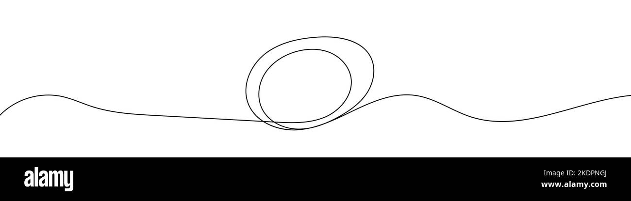 Continuous line drawing of round frame. One line icon of frame. One ...