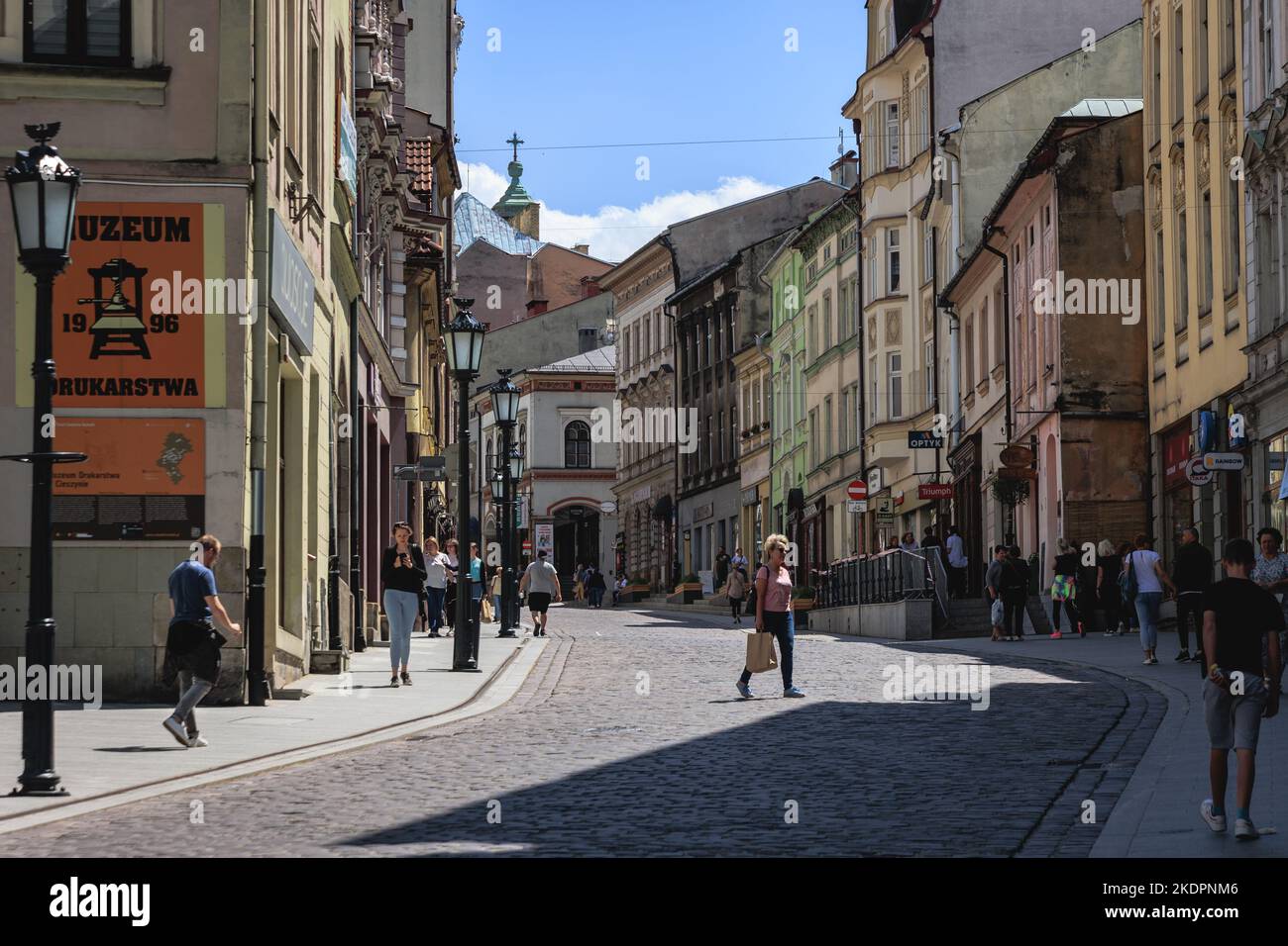 Gleboka Street in Old Town of Cieszyn border city in Poland Stock Photo ...