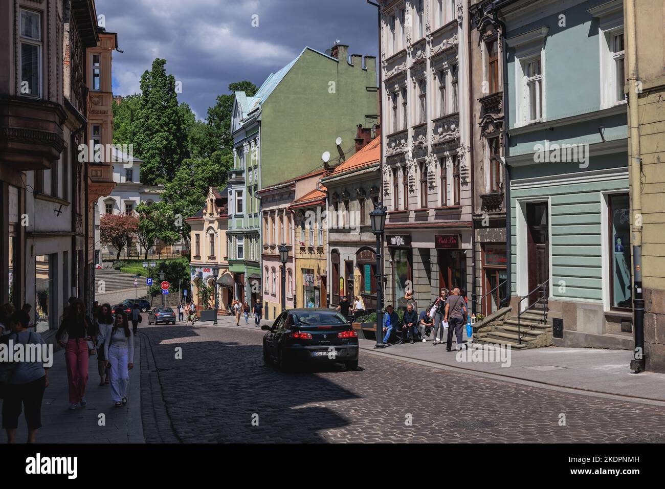 Buildings on Gleboka Street in Old Town of Cieszyn border city in ...