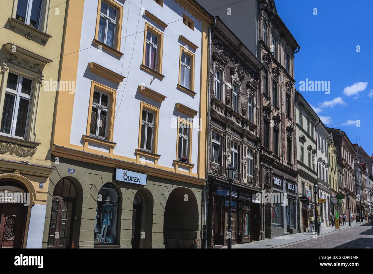 Buildings on Gleboka Street in Old Town of Cieszyn border city in ...