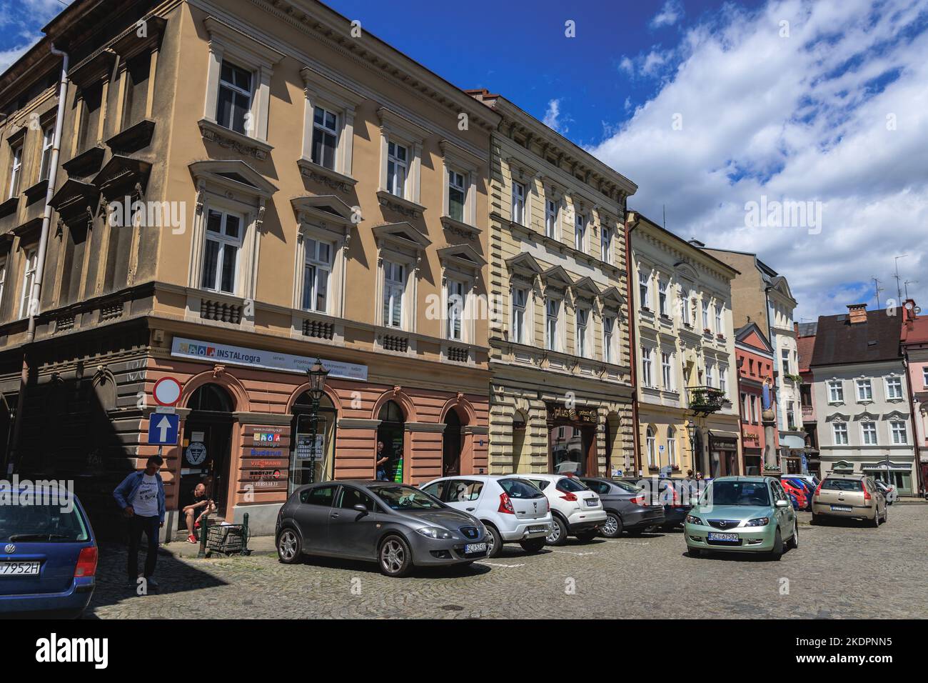 Tenements on Stary Targ street on the Old Town of Cieszyn border city ...