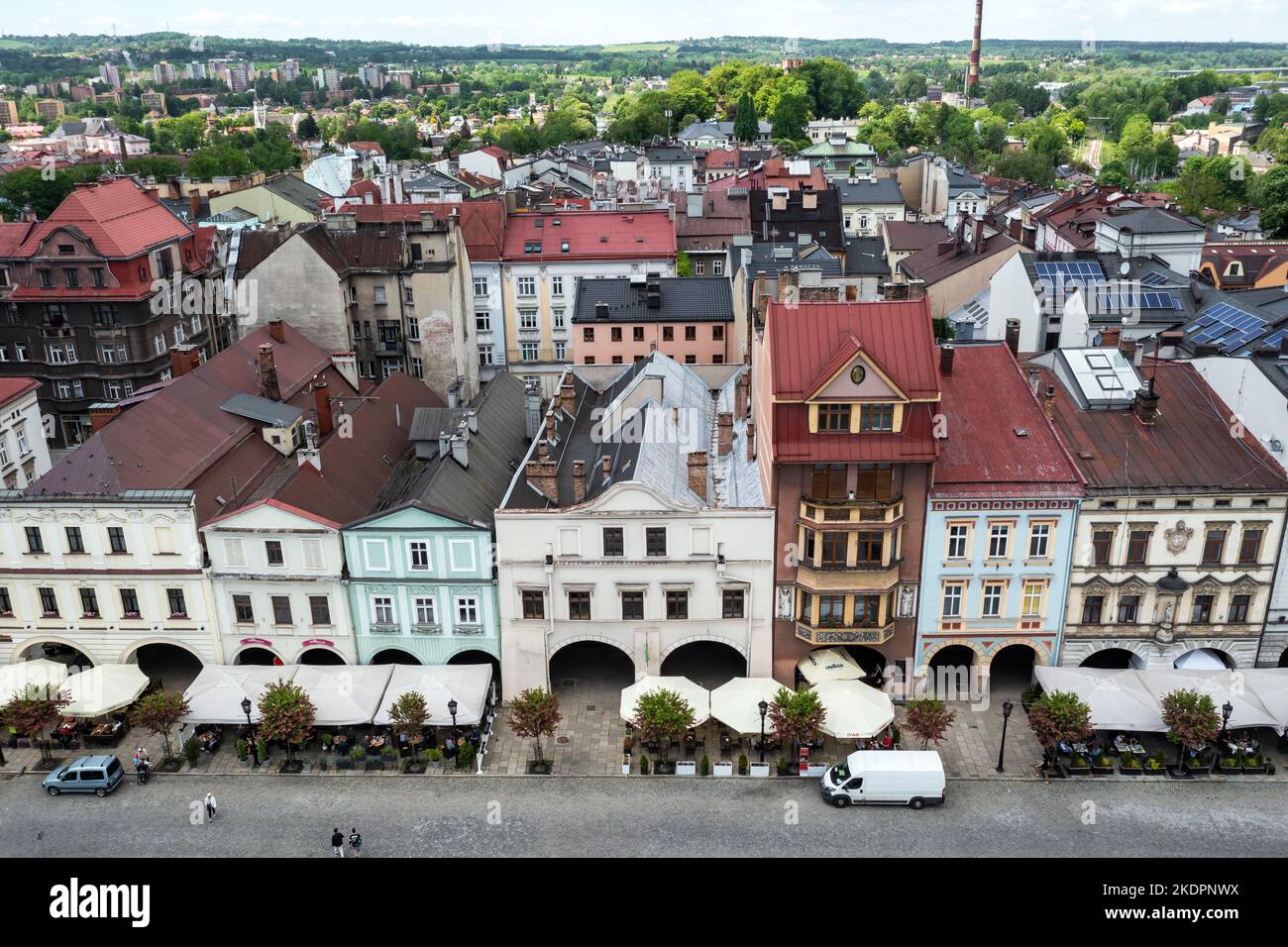 Aerial view of Market Square of Old Town of Cieszyn border city in ...