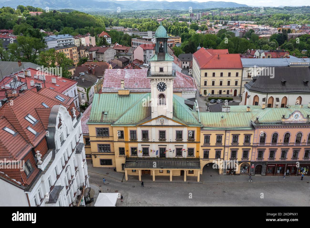 Aerial view of Town Hall located on Market Square of Old Town of ...