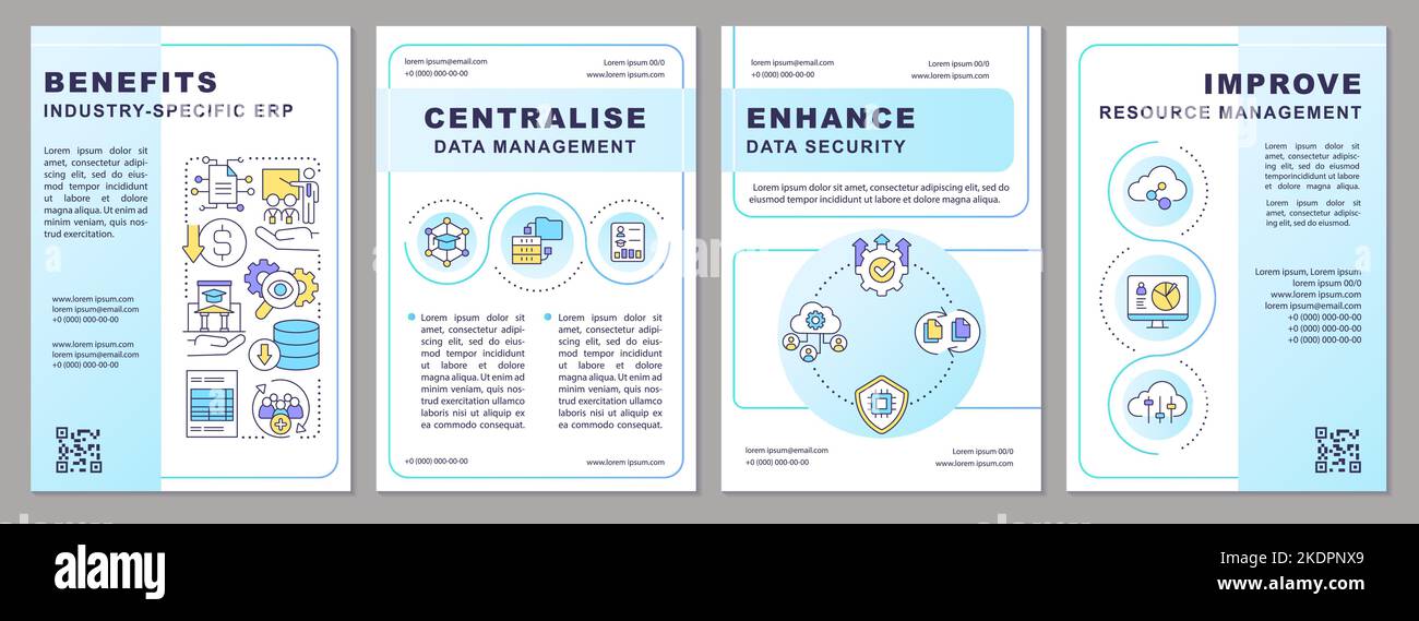 Benefits of industry specific ERP blue gradient brochure template Stock ...