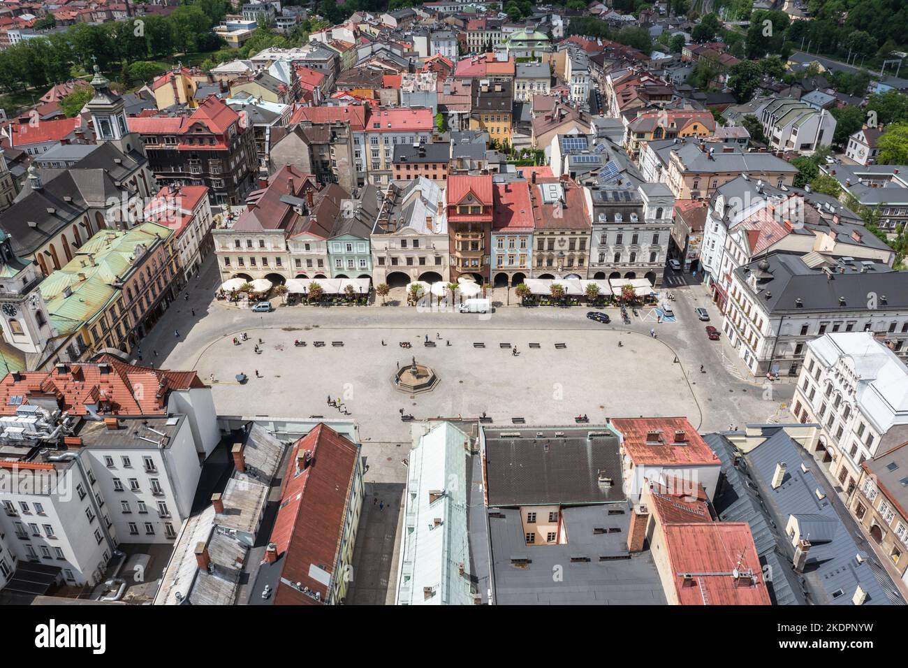 Aerial view of Market Square of Old Town of Cieszyn border city in ...