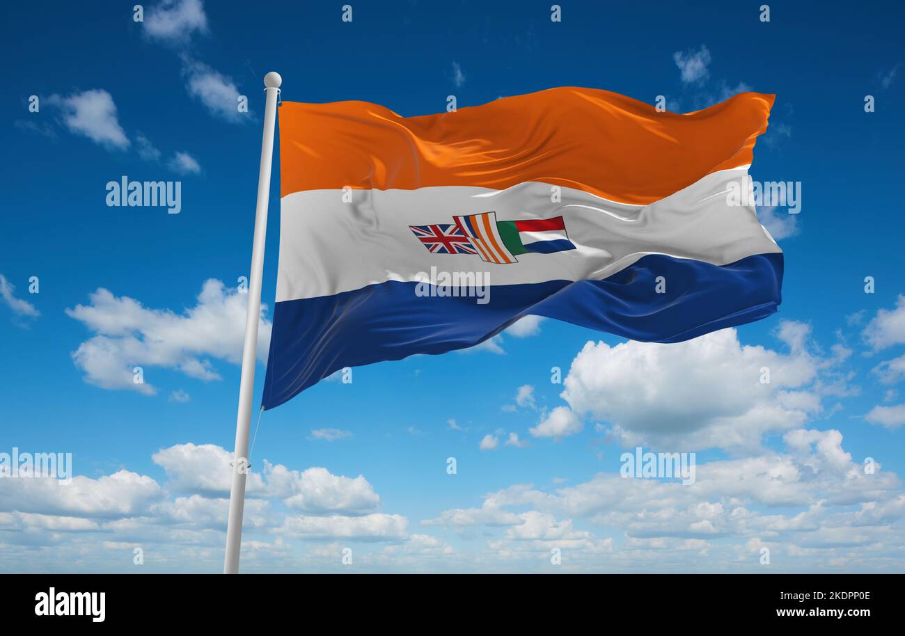 flag of South Africa 1928 1994, africa at cloudy sky background. flag ...