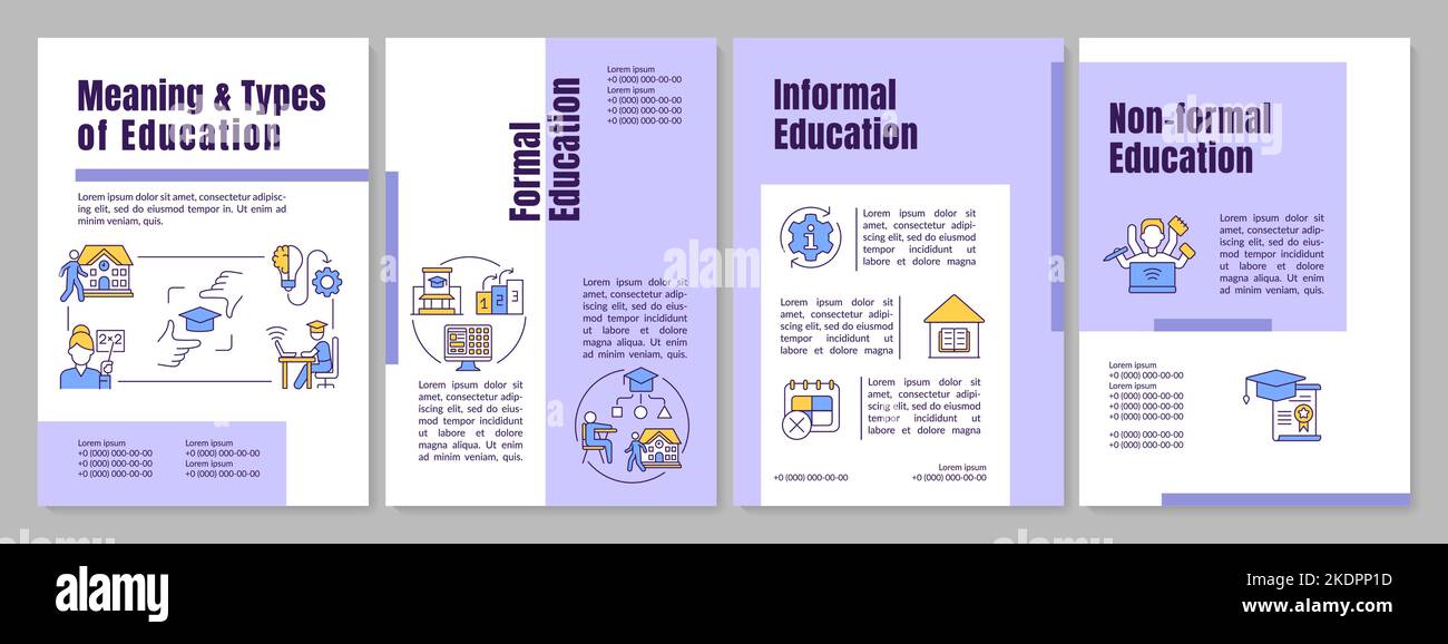 Education Meaning And Types Of Purple Brochure Template Stock Vector Image And Art Alamy