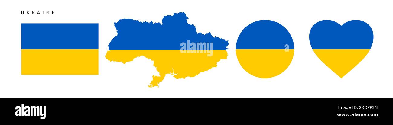 Ukraine flag icon set. Ukrainian pennant in official colors and ...