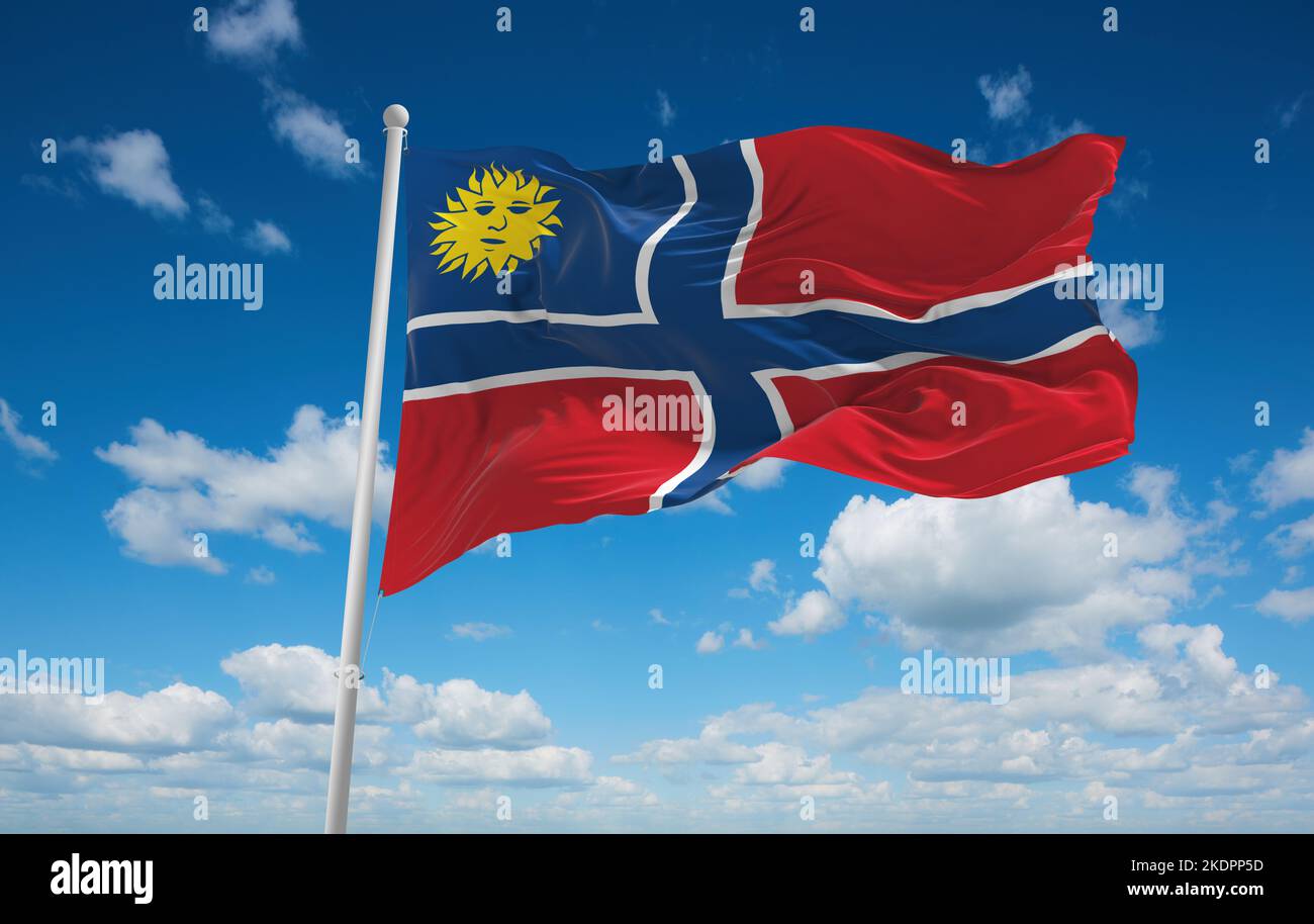 flag of State of Muskogee Florida, 1799 1803, America at cloudy sky ...