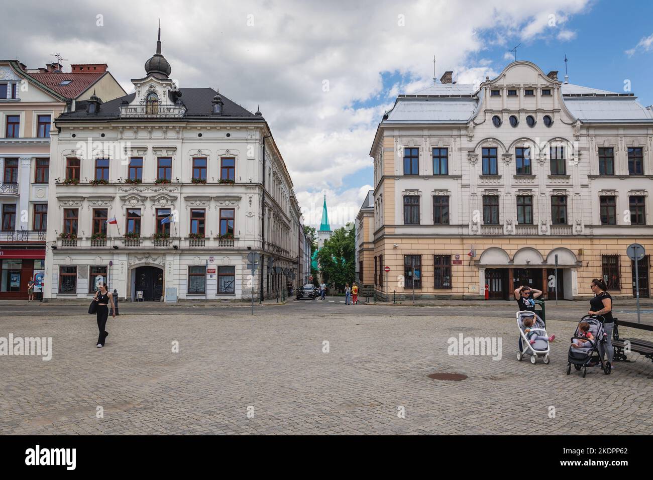 Market Square of Old Town of Cieszyn border city in Poland, view with ...