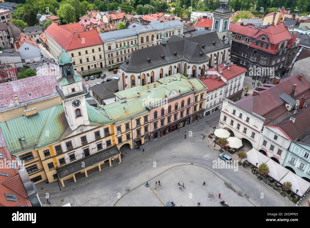 Market Square of Old Town of Cieszyn border city in Poland, view with ...