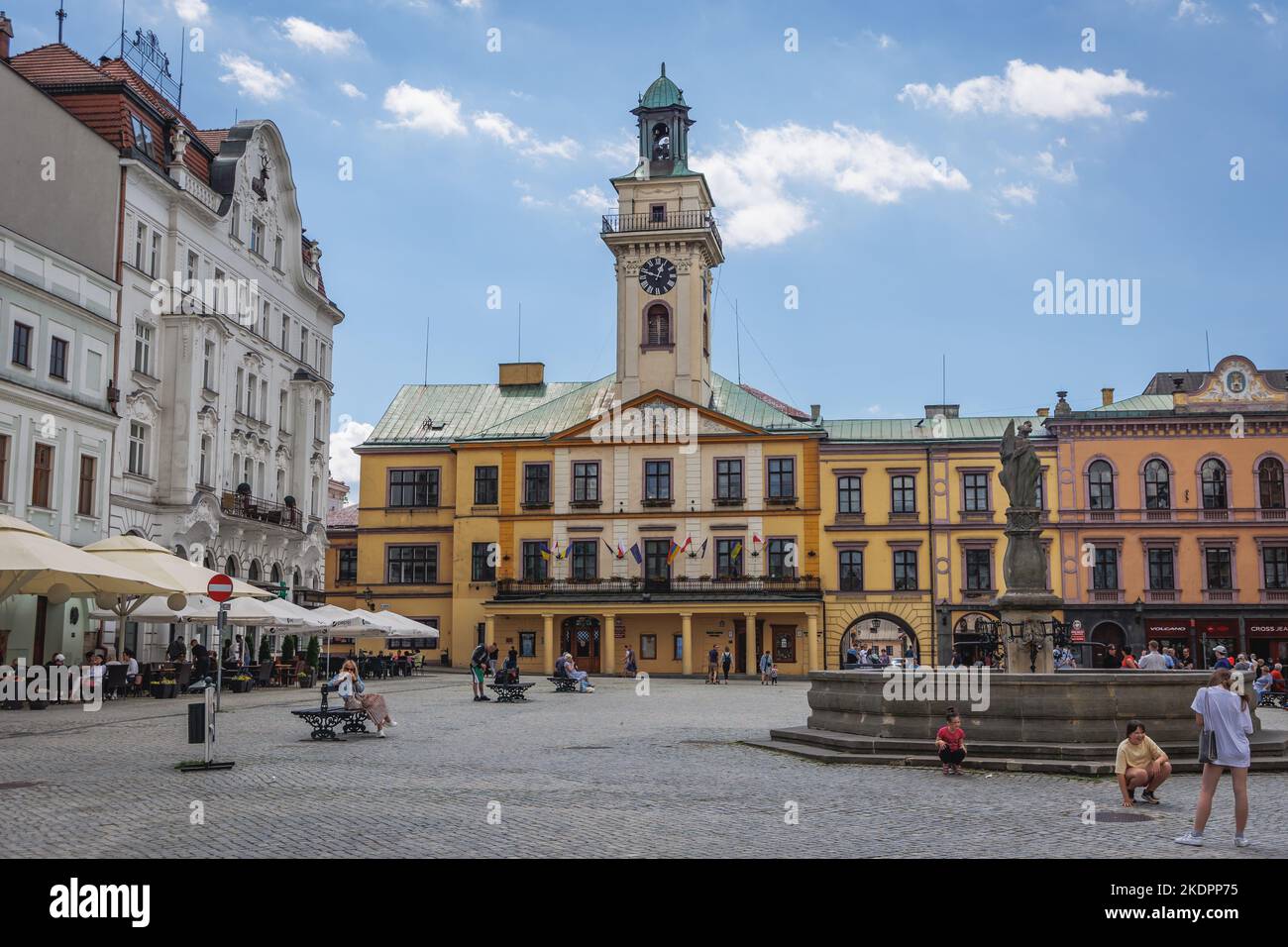 Town Hall located on Market Square of Old Town of Cieszyn border city ...