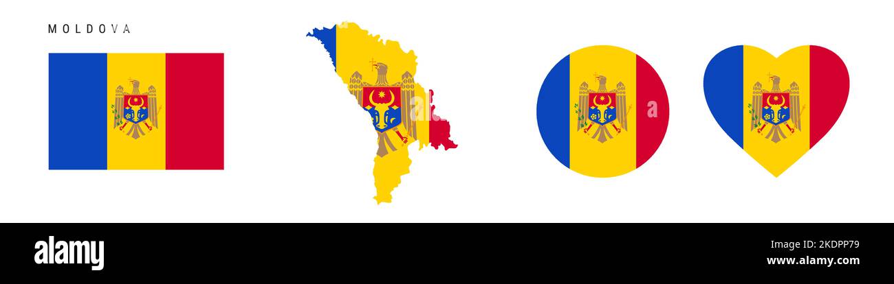 Moldova flag icon set. Moldavian pennant in official colors and ...