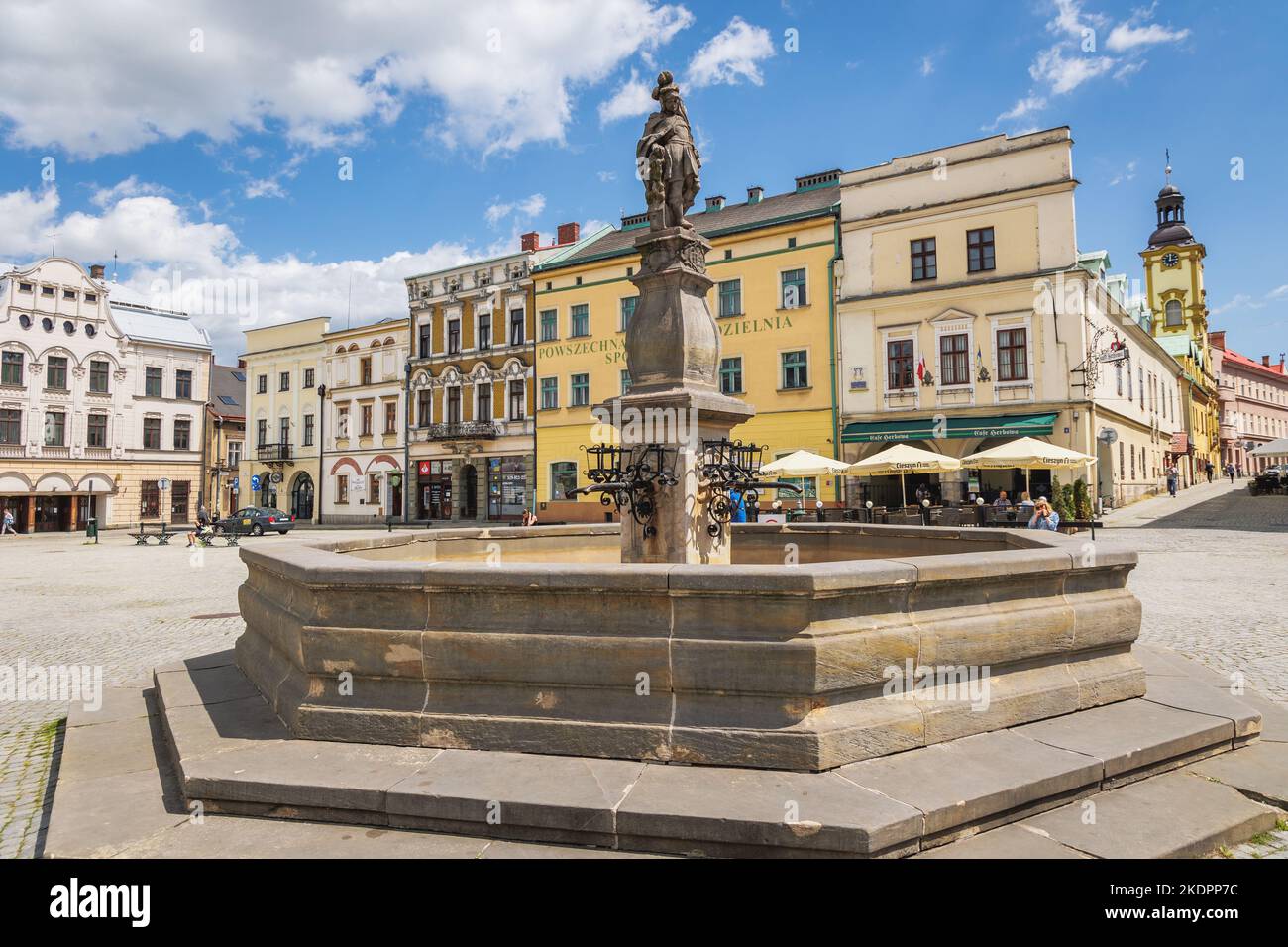 Well with Saint Florian statue and fountain on Market Square of Old ...