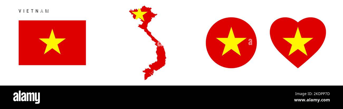 Vietnam flag icon set. Vietnamese pennant in official colors and ...