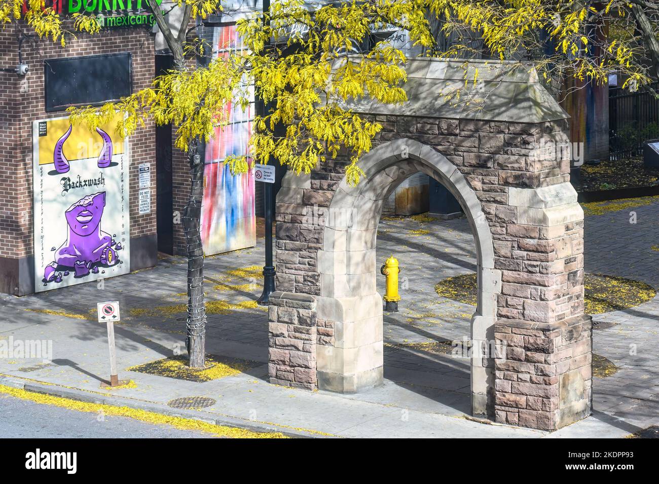 Toronto, Canada - November 5, 2022: The McGill Street Arch. This stone ...
