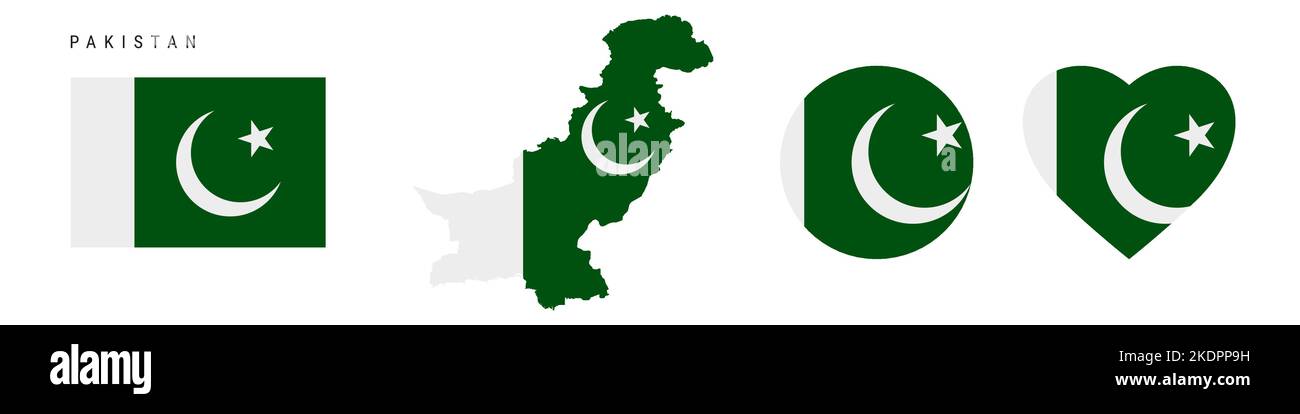 Pakistan flag icon set. Pakistani pennant in official colors and ...