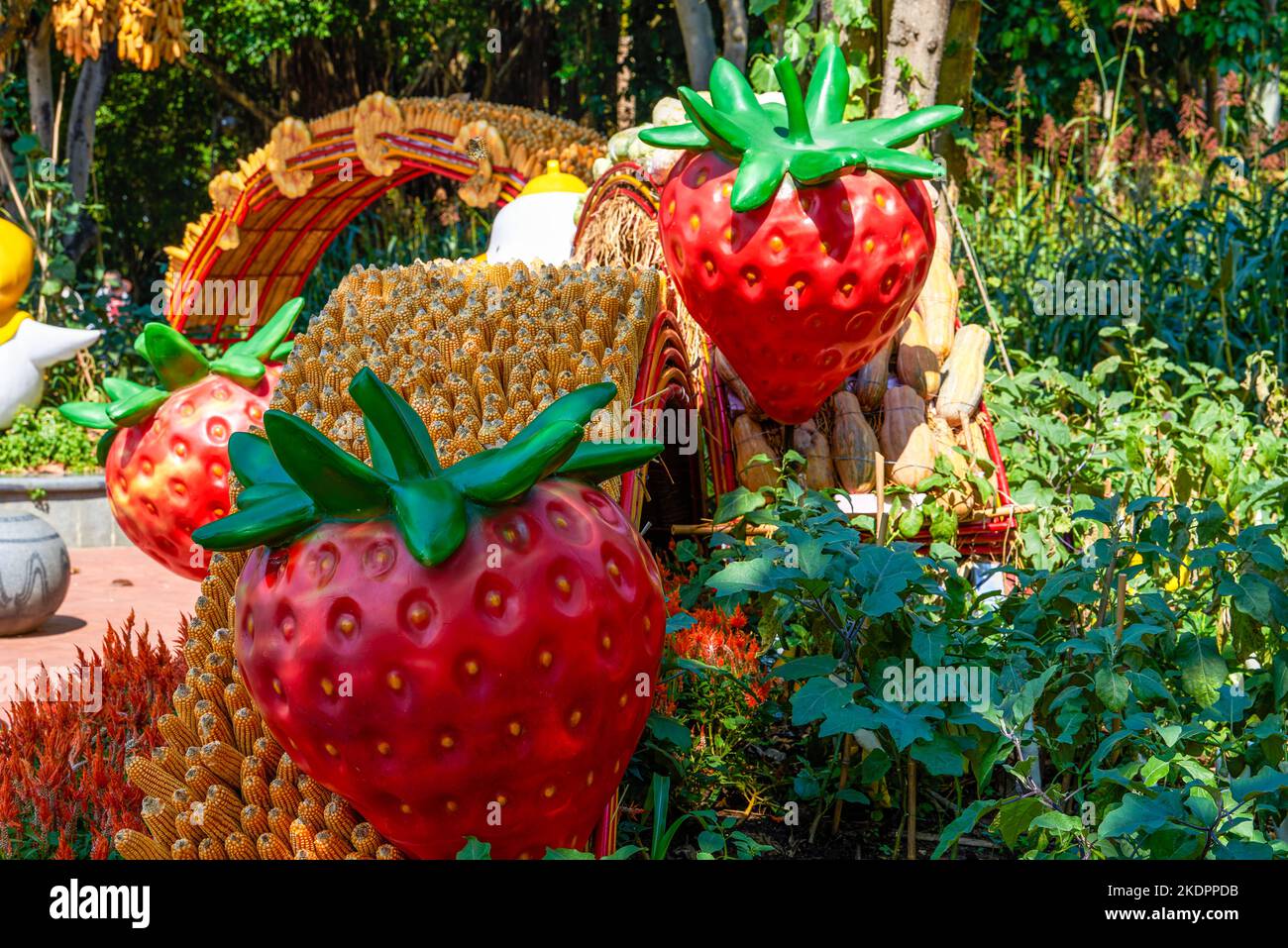 Large strawberry sculptures at the Harvest Festival Stock Photo - Alamy