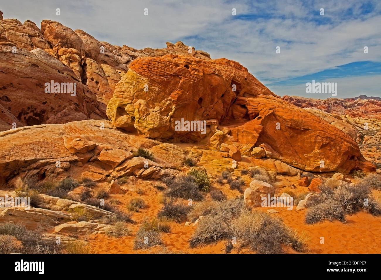Interesting multi coloured rock formations in the Valley of Fire State ...