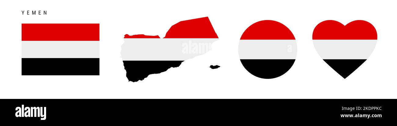Yemen Flag Icon Set Yemeni Pennant In Official Colors And Proportions