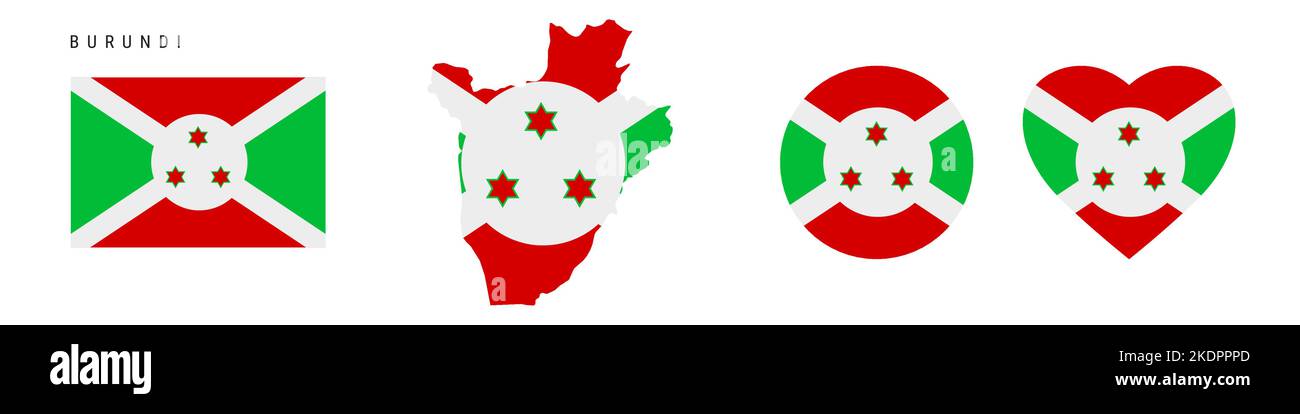 Burundi flag icon set. Burundian pennant in official colors and ...
