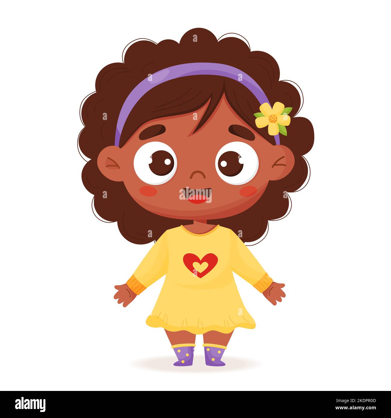Cute black ethnic girl. Vector illustration. Children character in ...