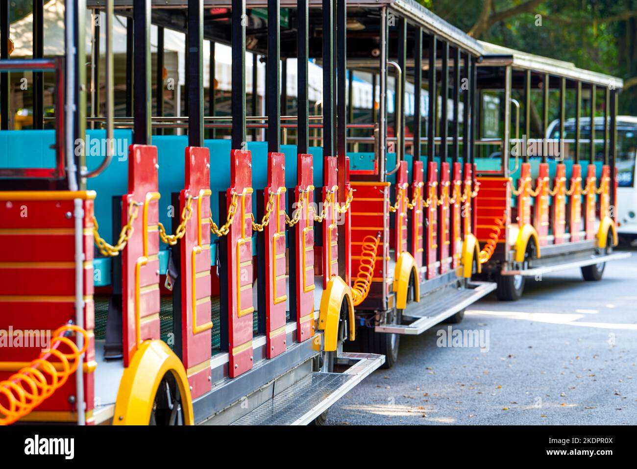A small train for commuting in the park Stock Photo - Alamy