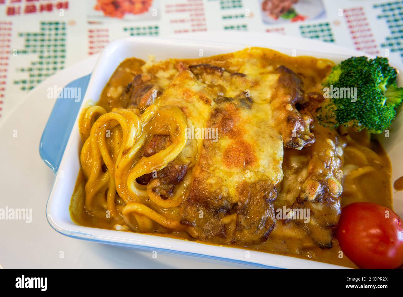 Delicious cheese steak baked pasta in a Hong Kong-style tea restaurant ...