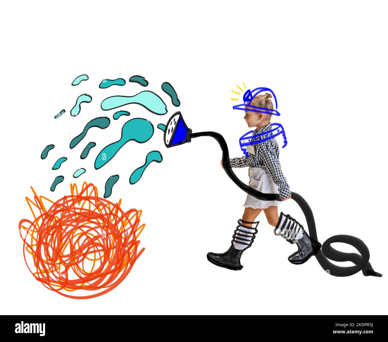 Creative colorful design. Contemporary art collage. Little girl, child ...