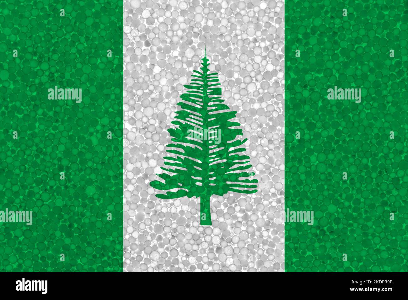 Flag of Norfolk Island on styrofoam texture. national flag painted on ...