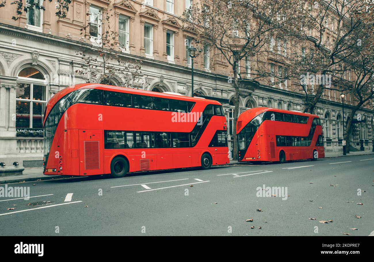 Famous London transport buses. London's red buses in station. Bus of ...