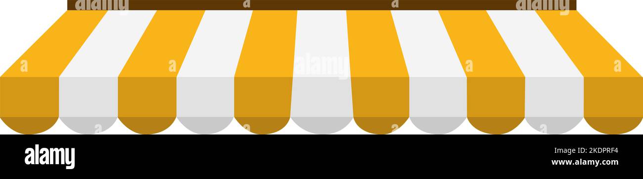 Yellow tent of shop on white background. Awning on store and cafe. Roof ...