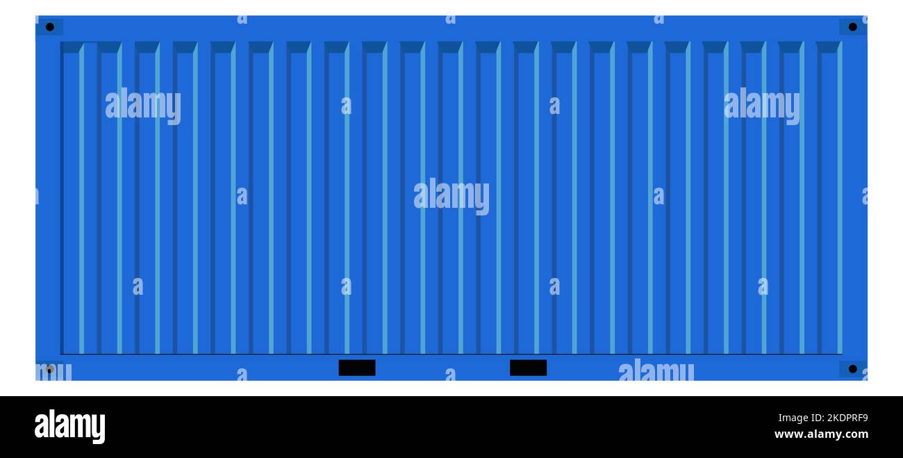 Blue cargo container on white background. side view metal distribution ...