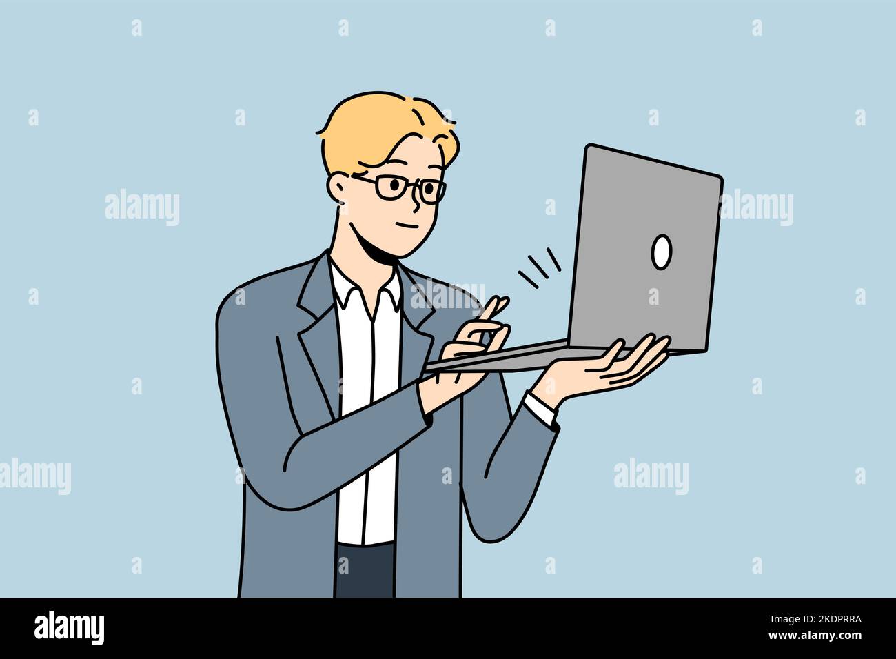 Happy user computer screen laptop man Stock Vector Images - Alamy